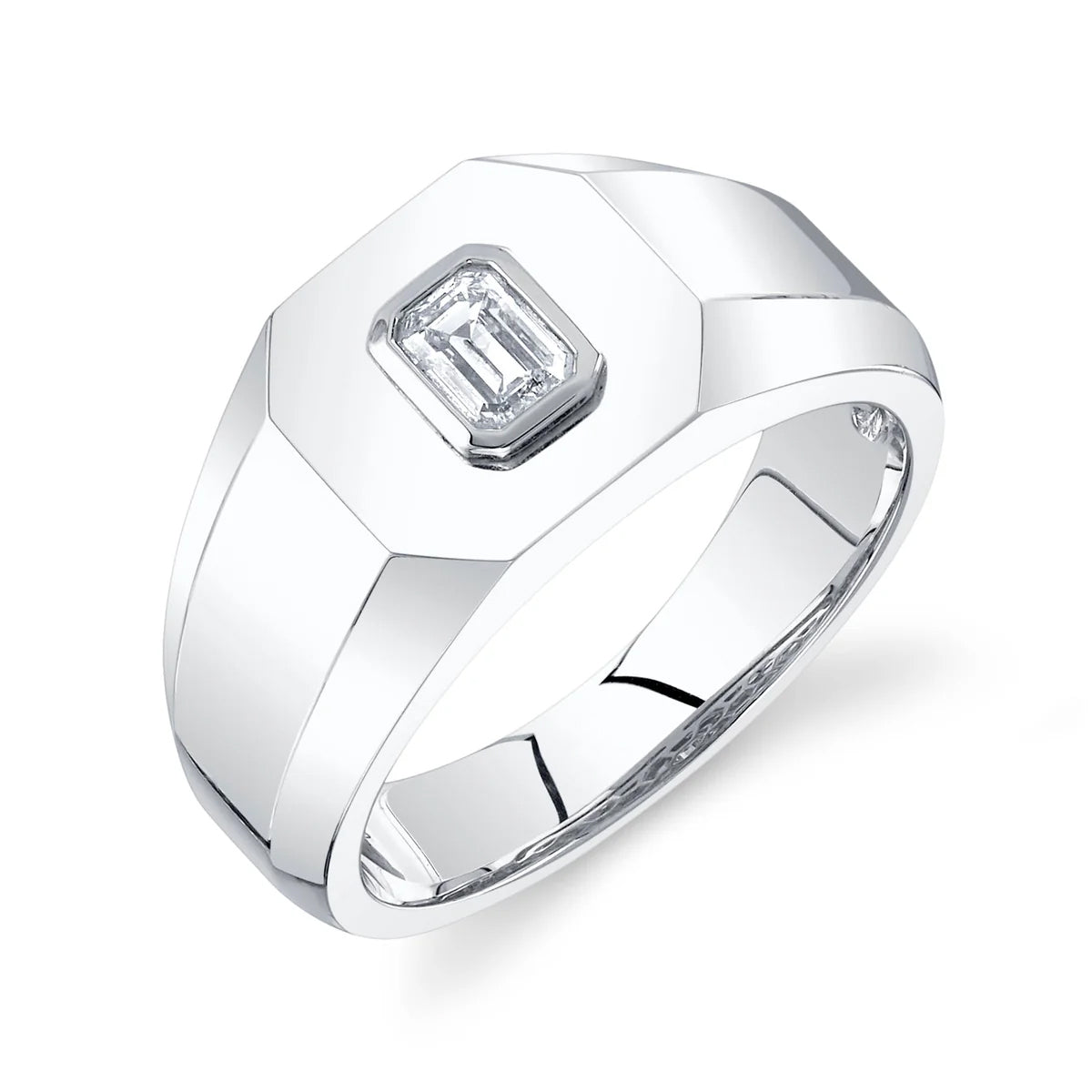 Emerald Cut Diamond Bezel Signet Ring – J. Brooks